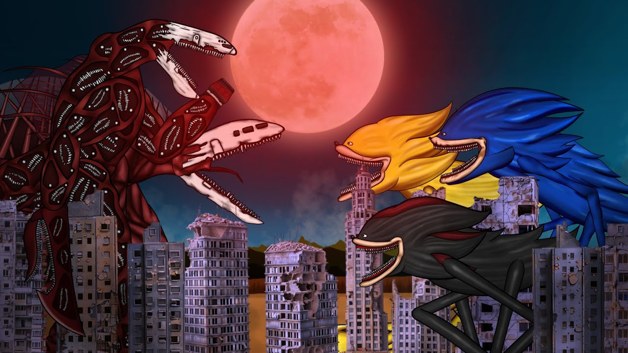 Infected Sky VS Shin Sonic, Super Silver The hedgehog, Shadow The ...