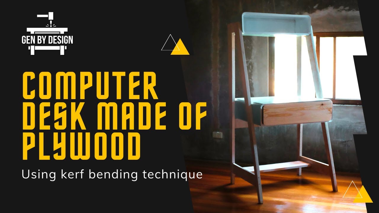 Computer Desk from Plywood using Kerf bending technique - YouTube