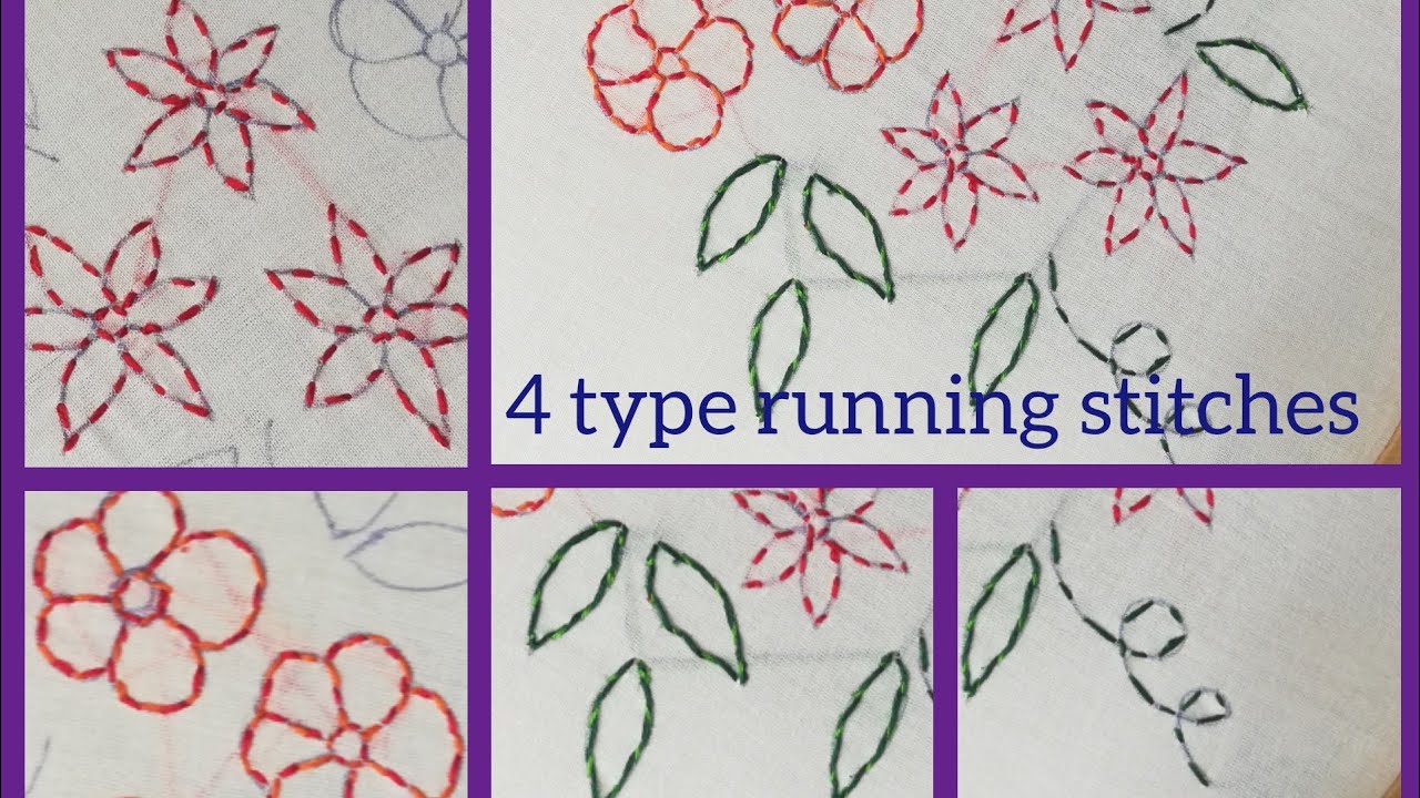 Hand embroidery : 4 type running stitches.. simple hand embroidery for ...