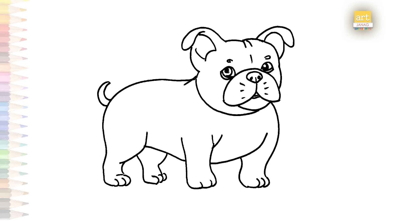 Cute bulldog drawing easy | Art tutorials | How to draw A Bulldog step ...