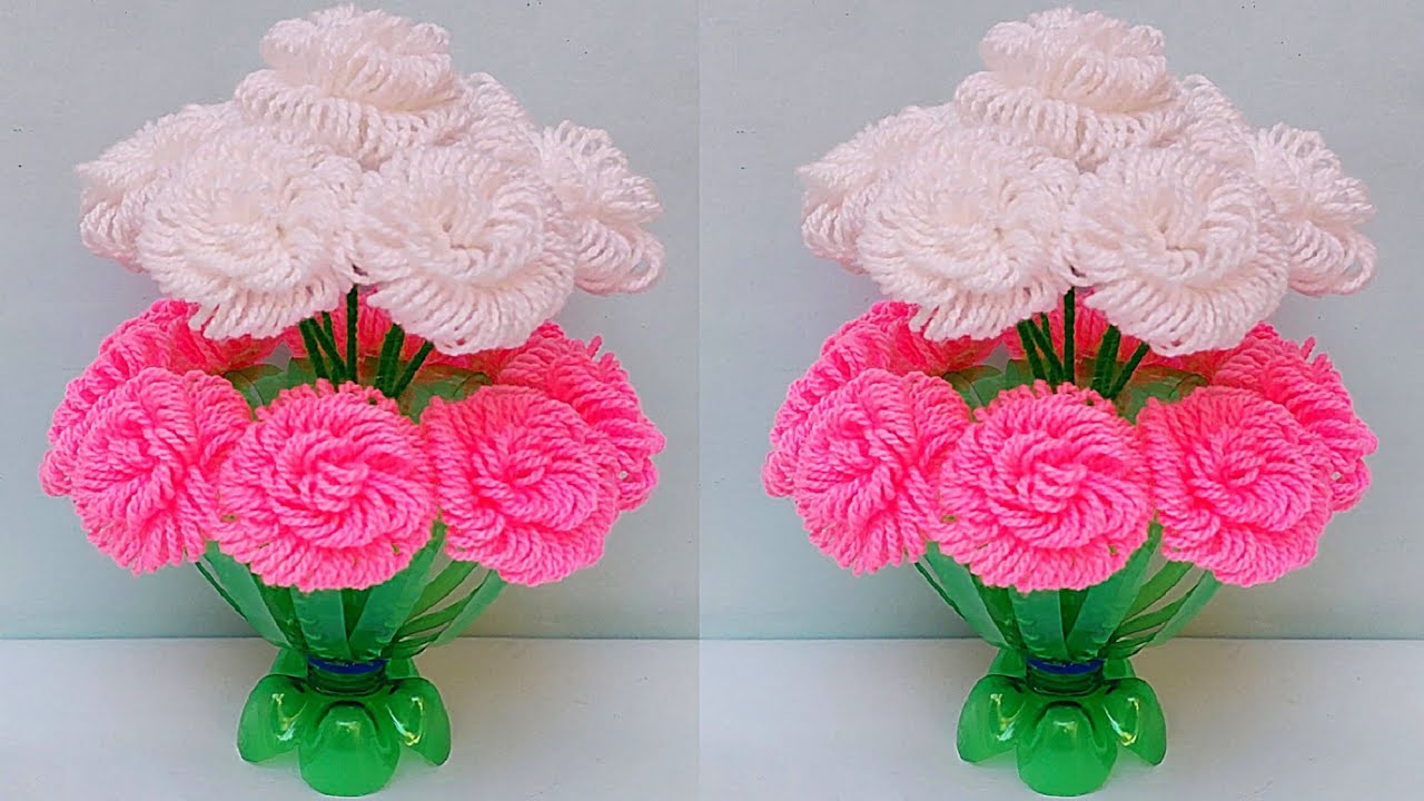 ऊन से गुलदस्ता बनाने का आसान तरीका/DIY Easy Woolen Guldasta Craft ...