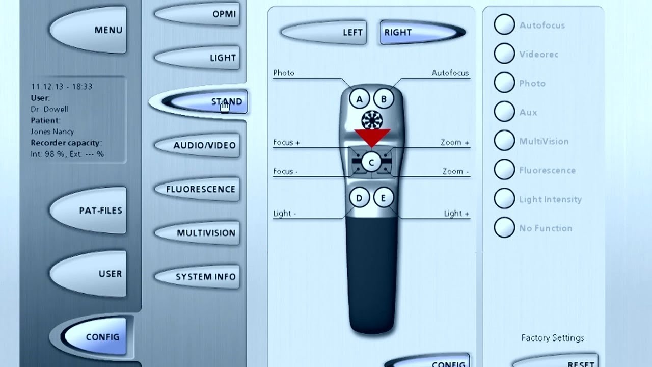 How to configure the hand grip and foot controls on the ZEISS OPMI ...
