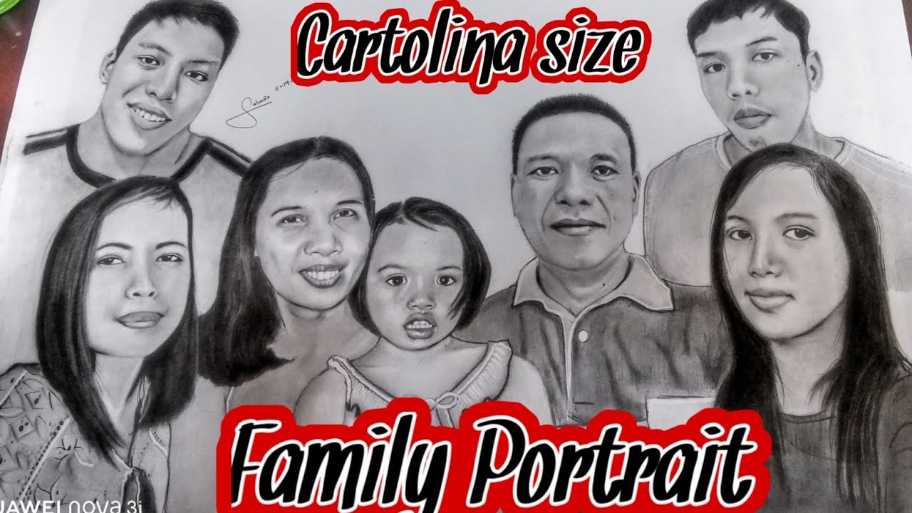 Family portrait (Cartolina size) | How to draw | Charcoal and Graphite ...