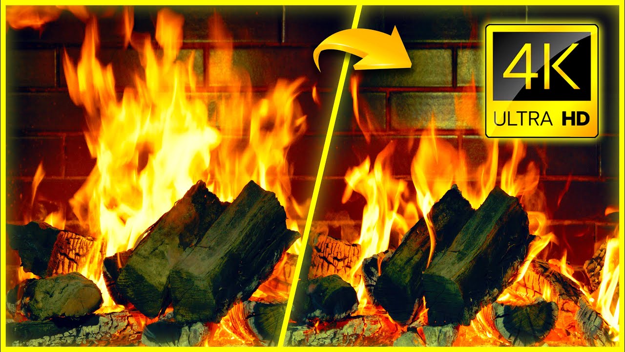 4K ULTRA HD Relaxing Realtime Fireplace with Crackling Fire Sounds 🔥 ...