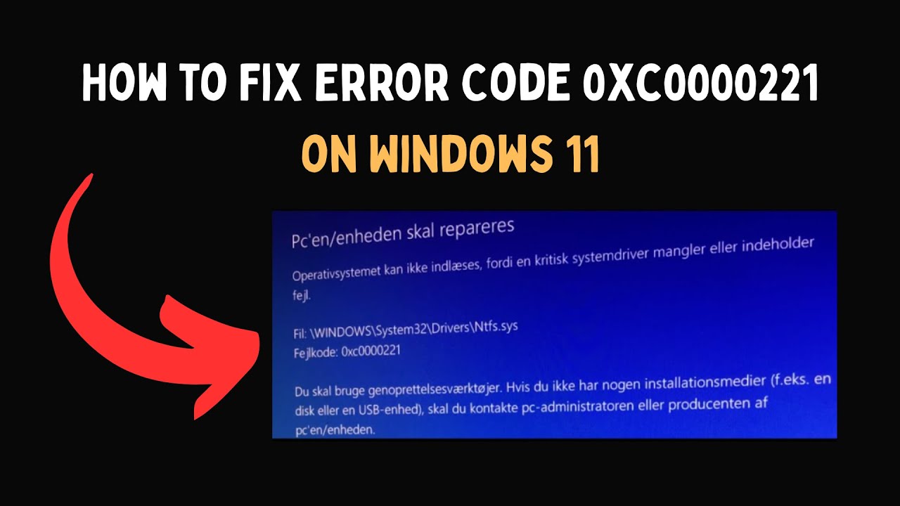 How to Fix Error Code 0xc0000221 on Windows 11 - YouTube