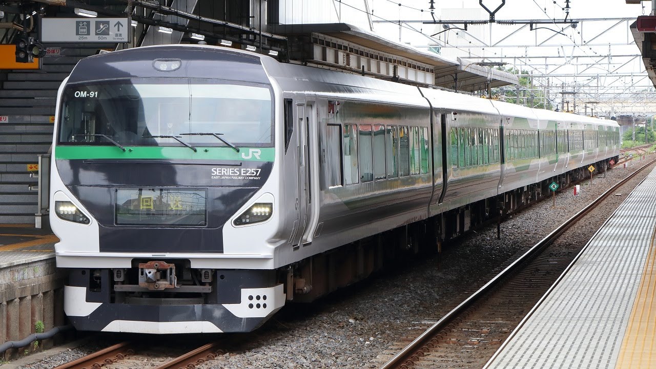 【4K】E257系5000番台OM-91編成 特急新宿さざなみ返却回送 外房線誉田駅 2022/7/4 - YouTube