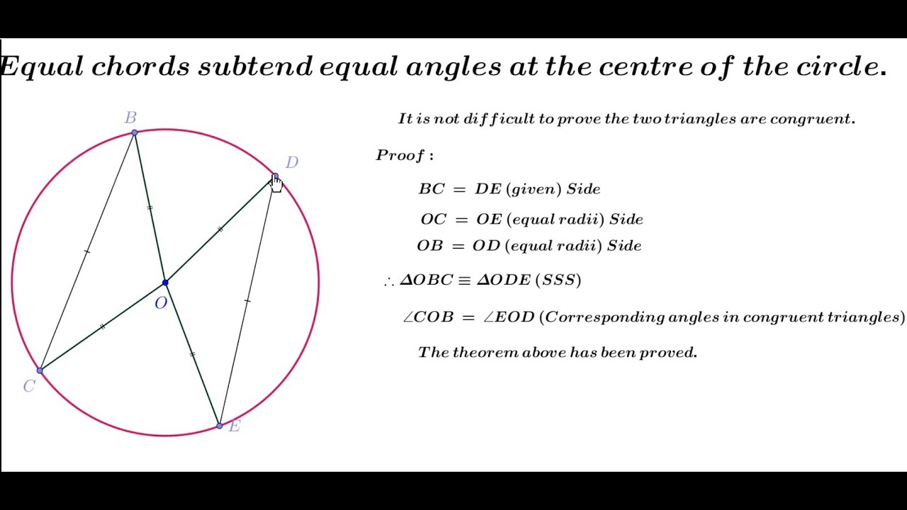 Equal chords subtend equal angles - YouTube