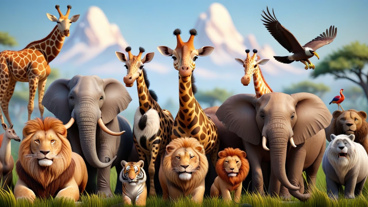 Cartoon Animal Sounds Compilation: Hippo, Dog, Chicken, Cow, Pig, Tiger ...