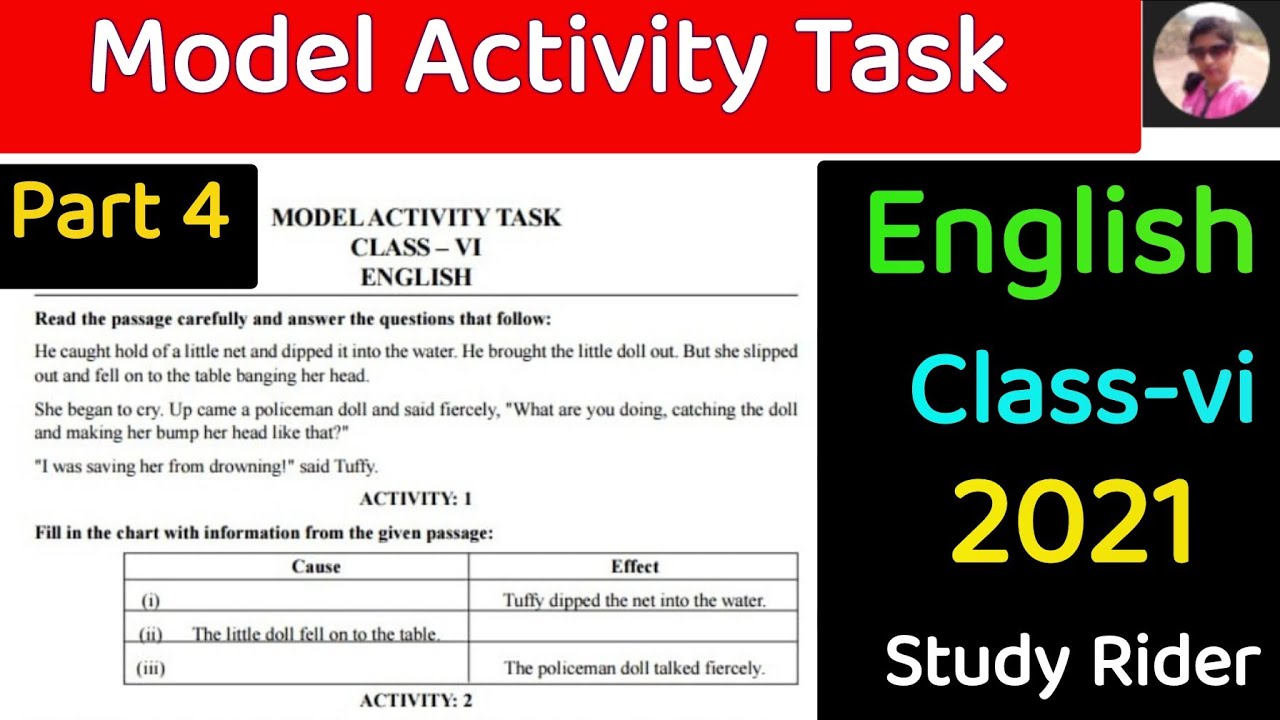 WB model activity task english part 4 class 6 2021,class vi model ...