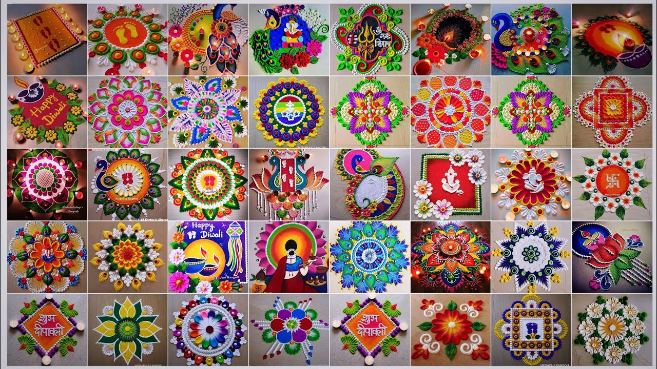 Top 50+ Diwali Rangoli Design ideas | Easy Rangoli Design | Diwali ...