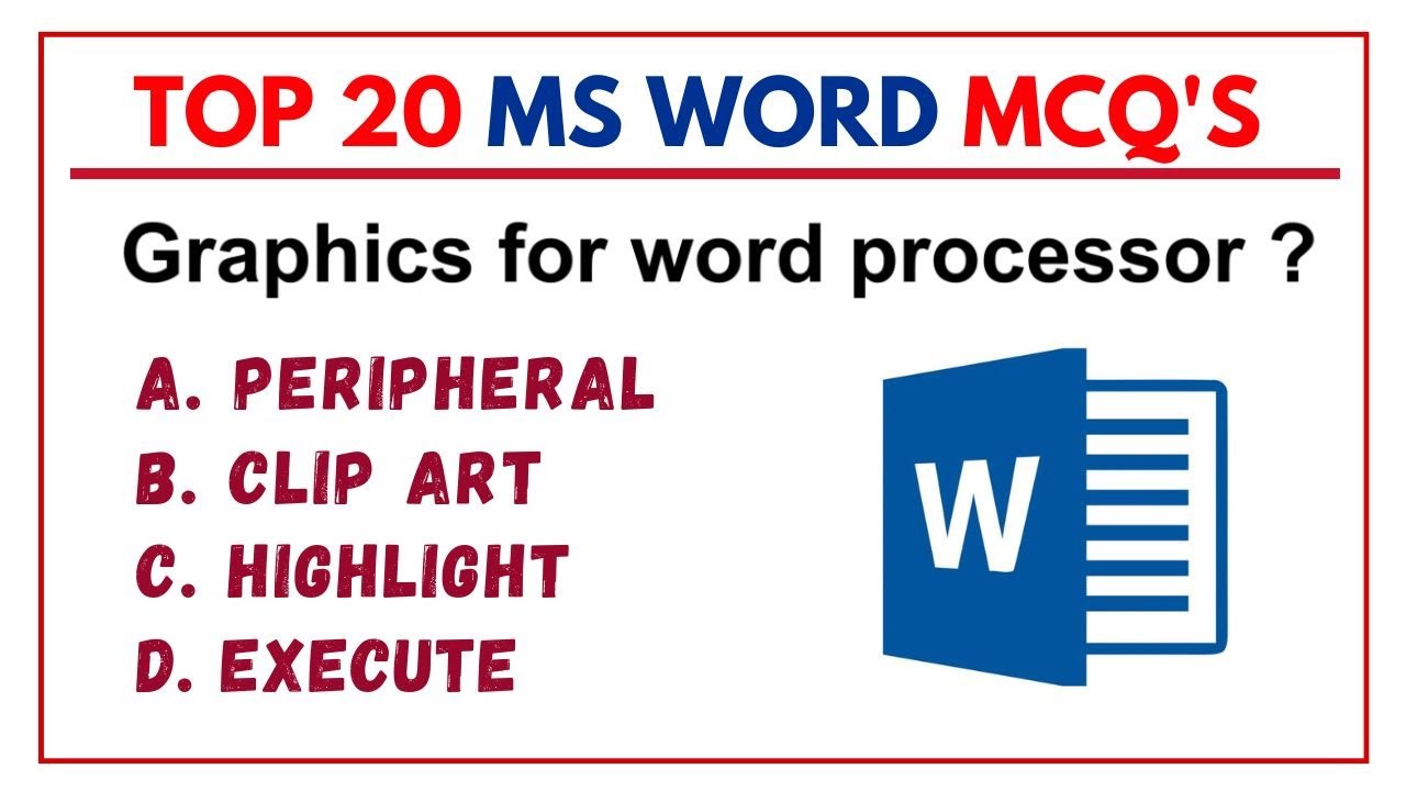 MS Word MCQ | Top 20 MS Word Questions & Answer | Computer Tech Academy ...
