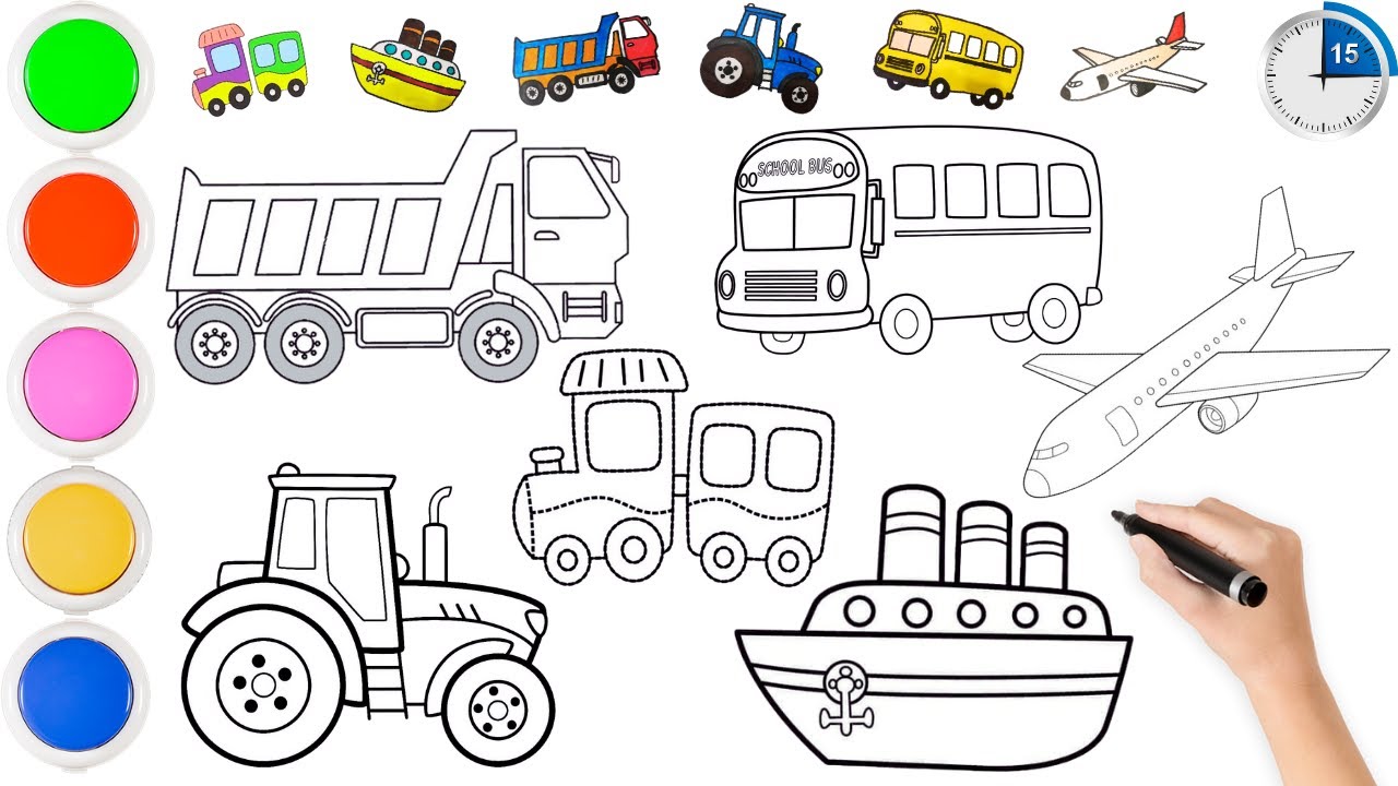 Easy Vehicles Series for Kids, Truck, Tractor, Bus, Ship, Train, Plane ...