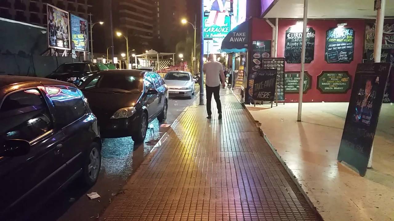 Following the drunk doing the stagger walk in Benidorm - YouTube