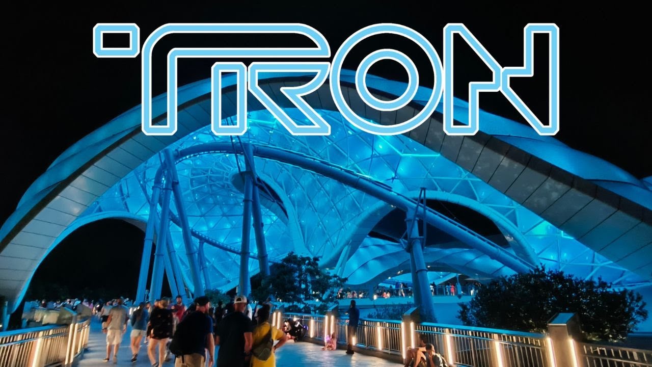 TRON Lightcycle Run Front Row ride POV Magic Kingdom Walt Disney World ...