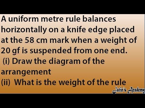 A uniform metre rule balances horizontally on a knife edge placed at ...
