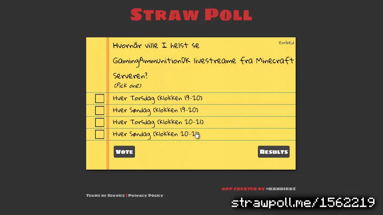 [Potentiel] Minecraft Server Livestream: VI HAR BRUG FOR JERES STEMME (Strawpoll) - YouTube