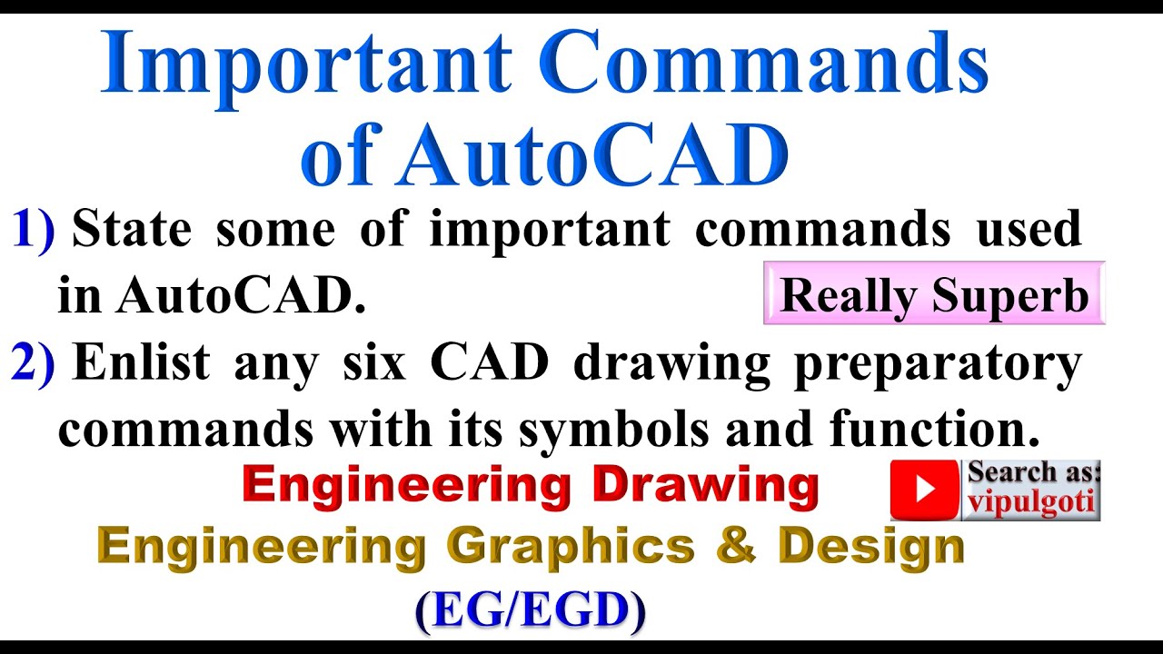 AutoCAD, Important commands of AutoCAD - YouTube
