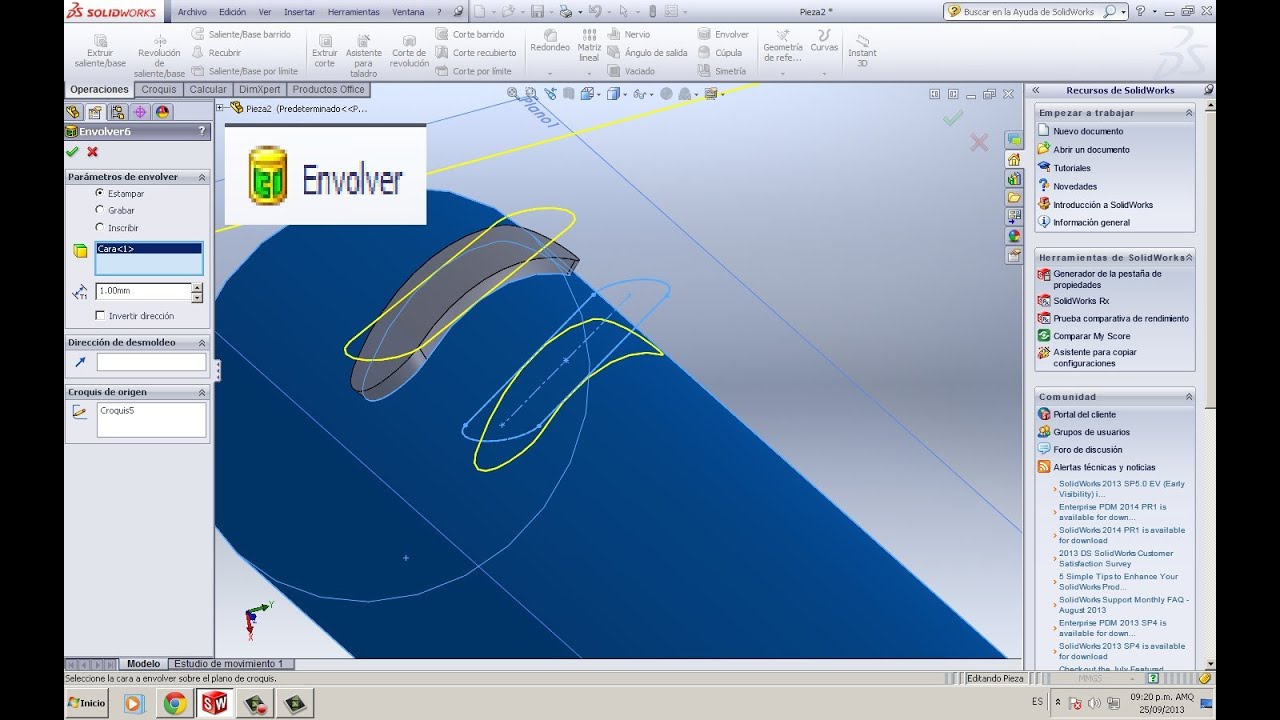 Tutorial # 16 de Solidworks ( envolver ) - YouTube