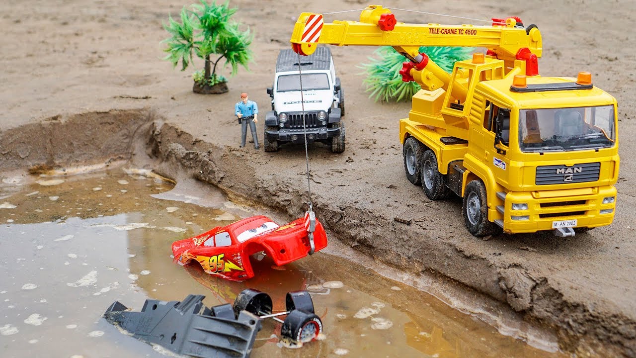 Assembly Disney Car Lighting McQueen Police Car, Crane Truck, Rescue ...