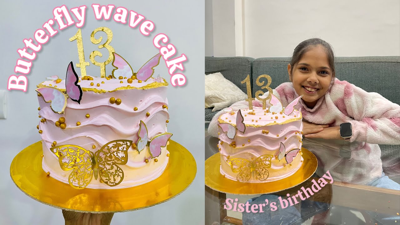 Butterfly Wave Cake Tutorial || #egglesscake #wavecake #butterflycake ...