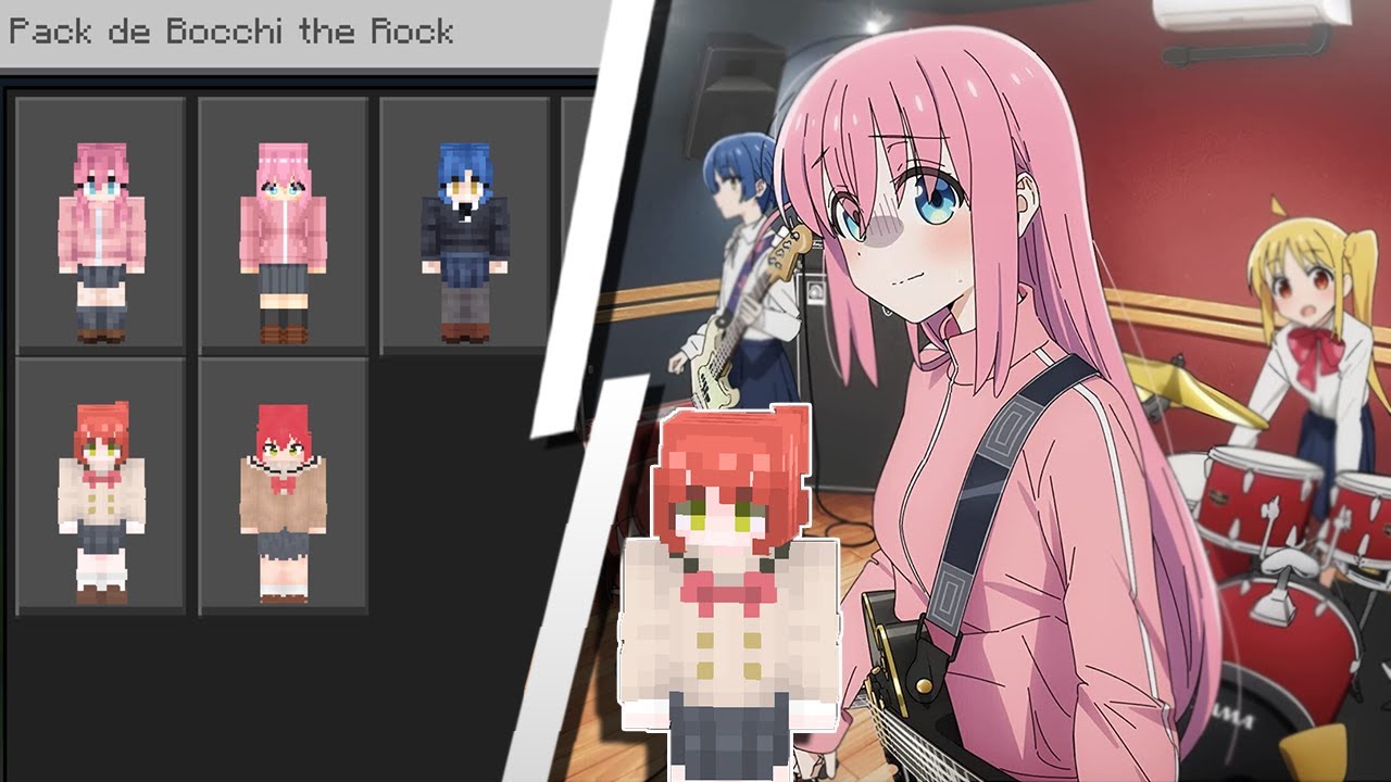SKIN PACK de BOCCHI the ROCK para MINECRAFT PE - YouTube