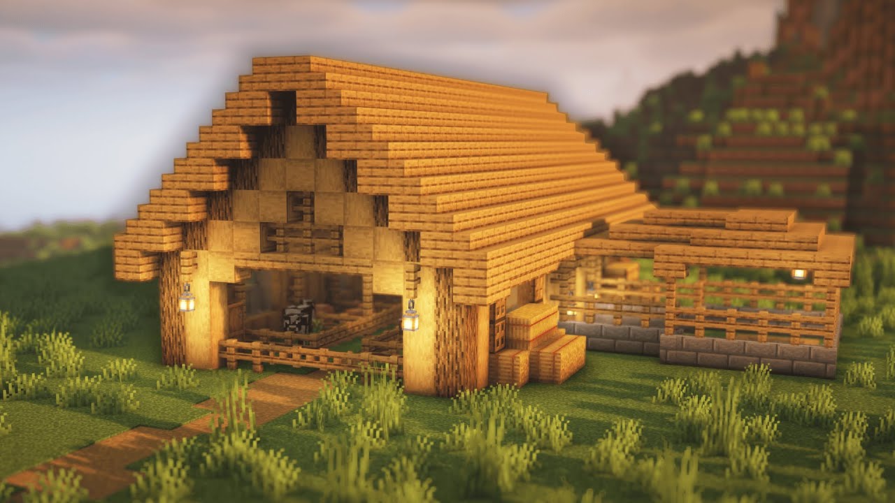 🪵 Simple Wooden Animal Barn 🐮 | Minecraft Tutorial - YouTube