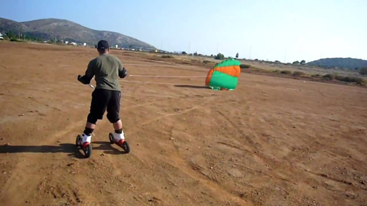 First tries to roller kiting in Greece - YouTube