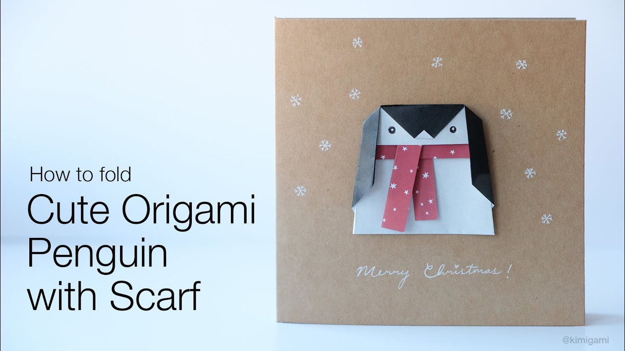 How to fold and make this cute Origami Penguin with Winter Scarf ...