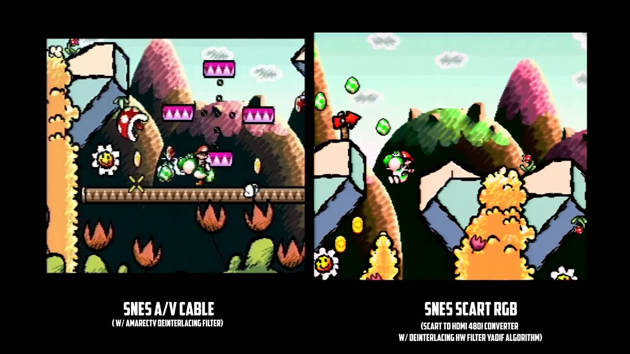 AV RCA Cable vs Scart to HDMI - SNES - Yoshi island - YouTube