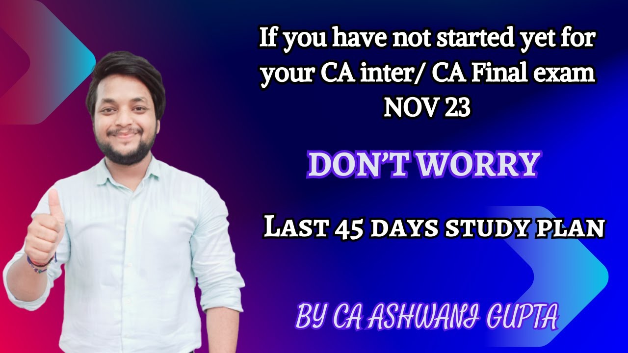 If you have not started yet for your CA inter/ CA Final exam Don't ...