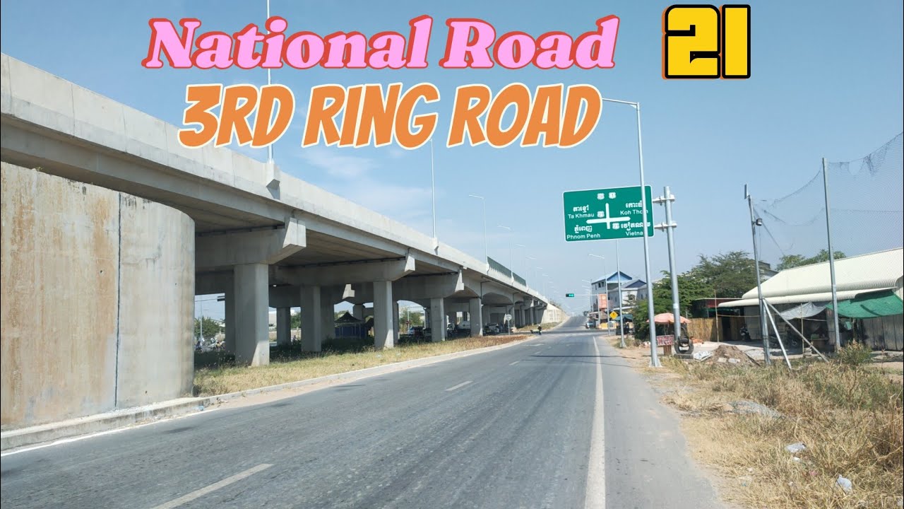Flyover of the 3rd ring road crossing National Road 21 and 2 bridges ...