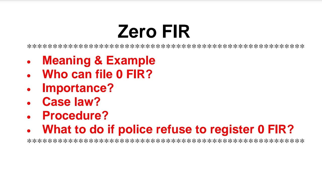 Zero FIR kya hoti hai | Zero FIR in bnss | zero FIR in crpc - YouTube