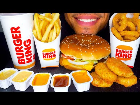 ASMR BURGER KING MUKBANG 먹방 | CHICKEN NUGGETS FRIES ONION RINGS WHOPPER CHALLENGE *BIG BITES