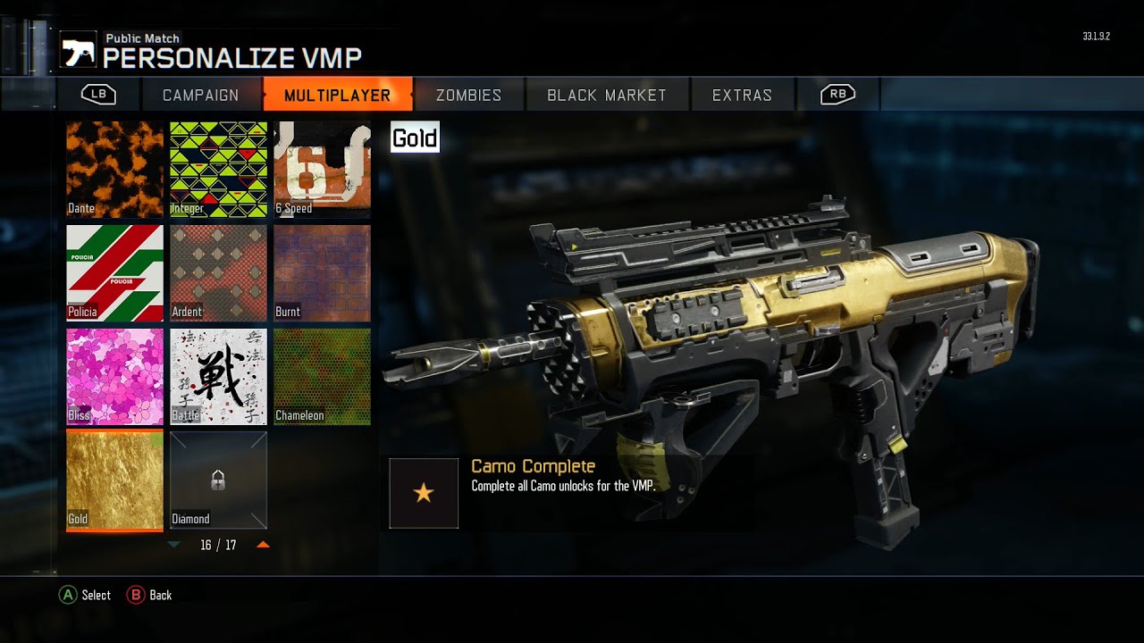 Call of Duty Black Ops 3 VMP Gold Camo review - YouTube