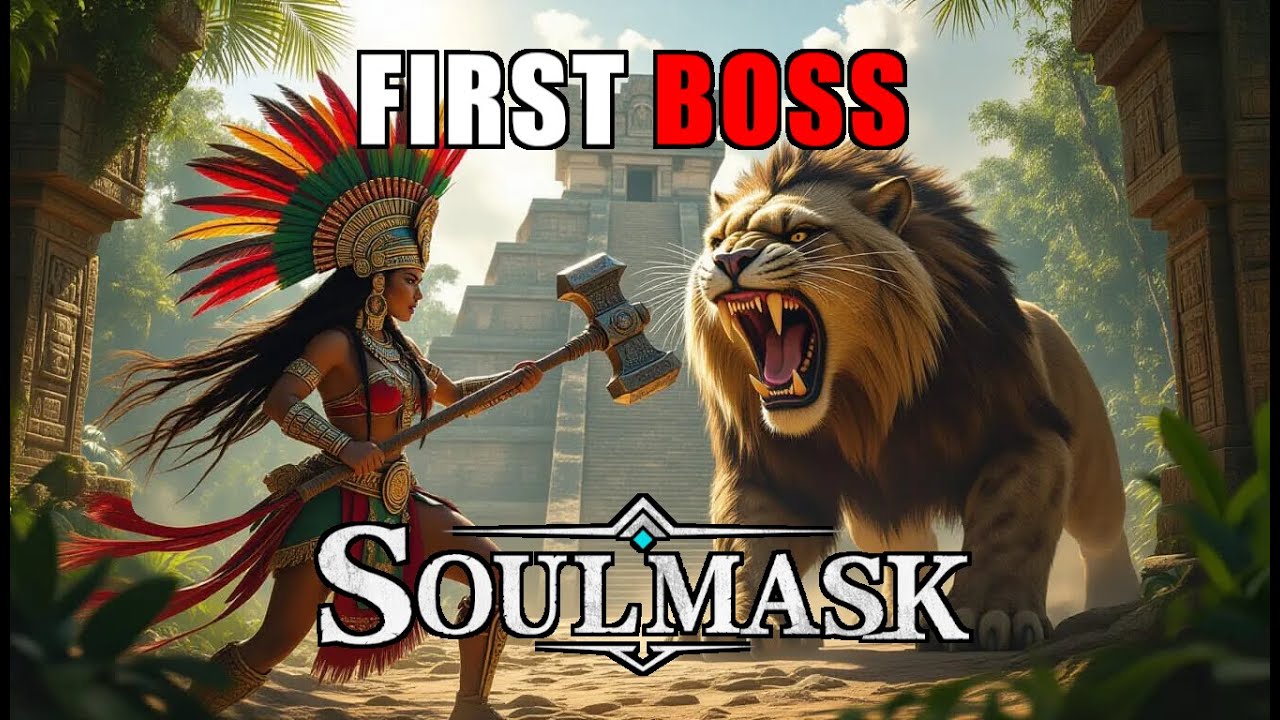 FIGHTING the FIRST BOSS: SABER TOOTH PREDATOR in Soulmask - EP3 - YouTube