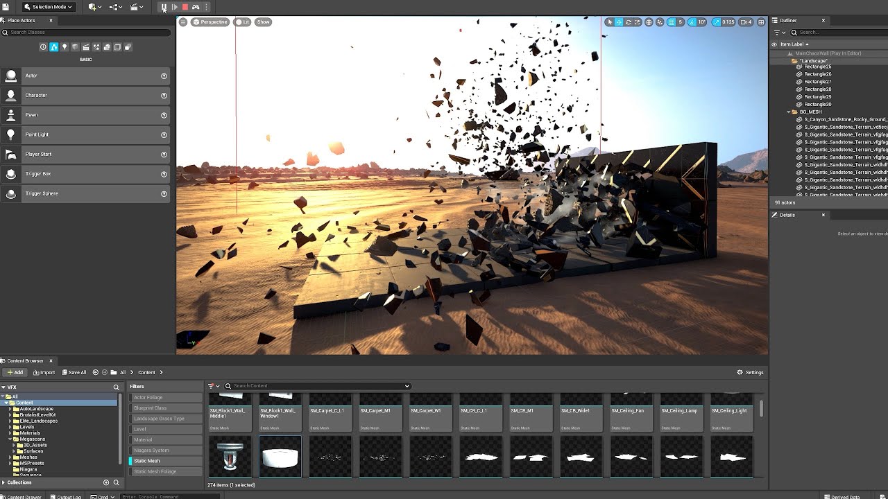 Unreal Engine 5 wall breaking, in real time - YouTube
