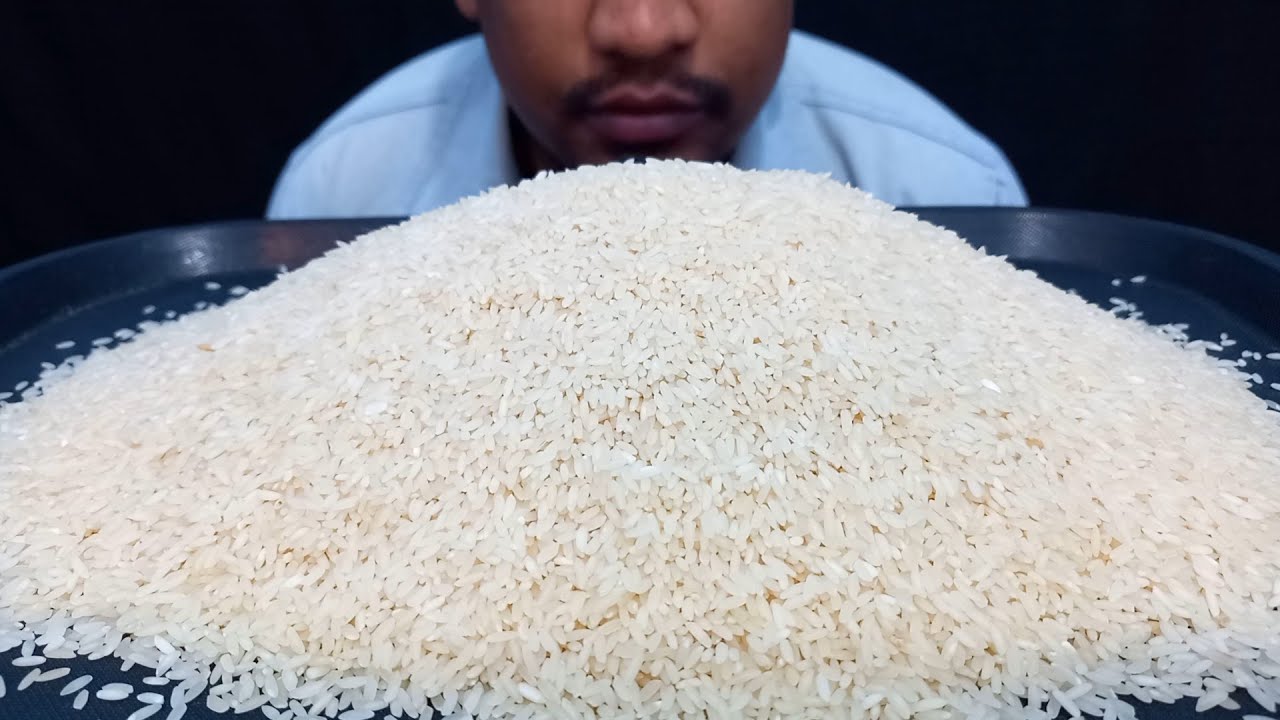 Hard raw rice eating asmr | hard raw rice mukbang | raw rice | hard raw ...