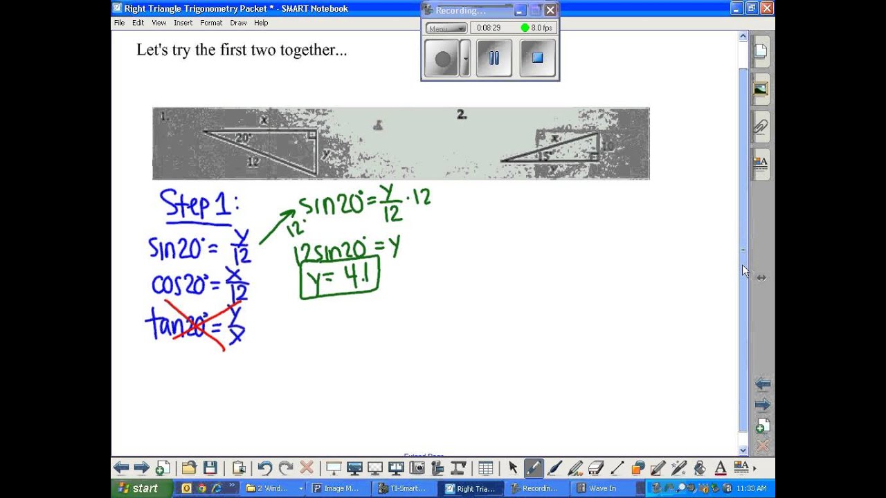 Missing Side Right Triangle Trig Pkt p 73 - YouTube