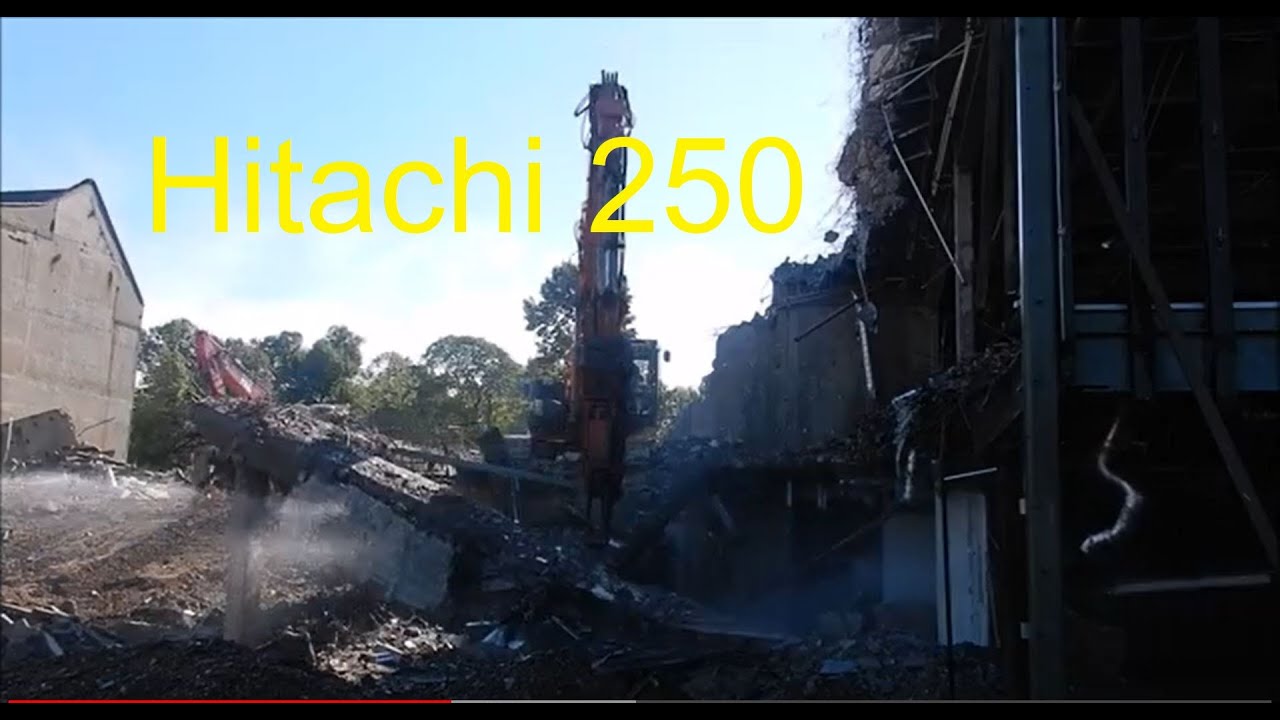 Excavator Hitachi 250 aka 470 longfront - demolition site - YouTube