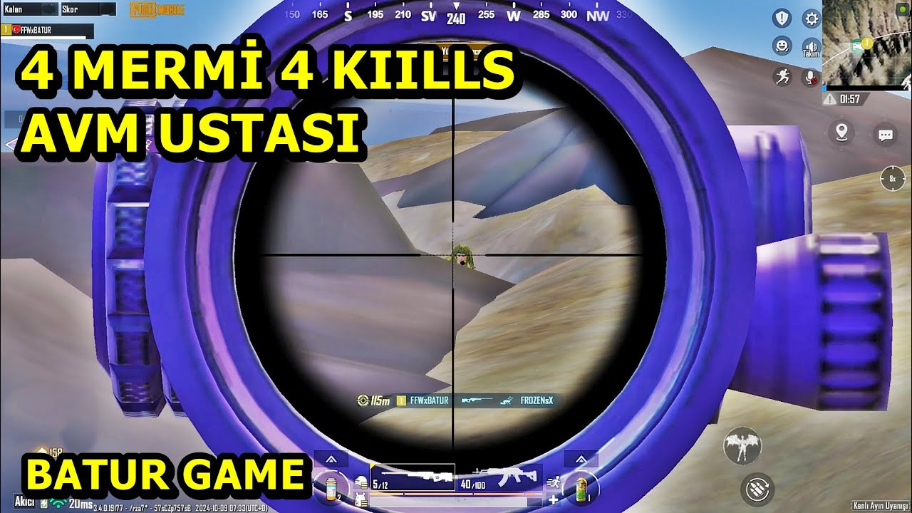 4 MERMİ 4 KIILLS AVM USTASI BATUR GAME ! SOLO SQUAD PUBG MOBİLE - YouTube