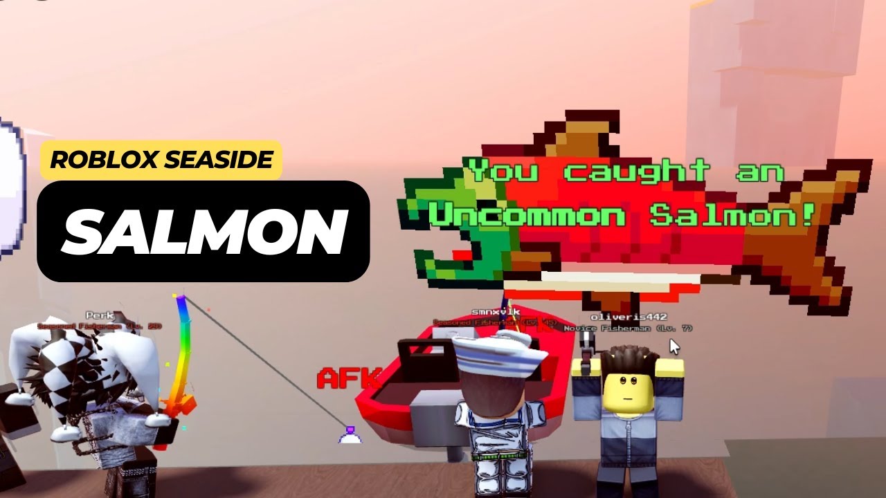 Where to Find Salmon in Seaside Roblox - YouTube