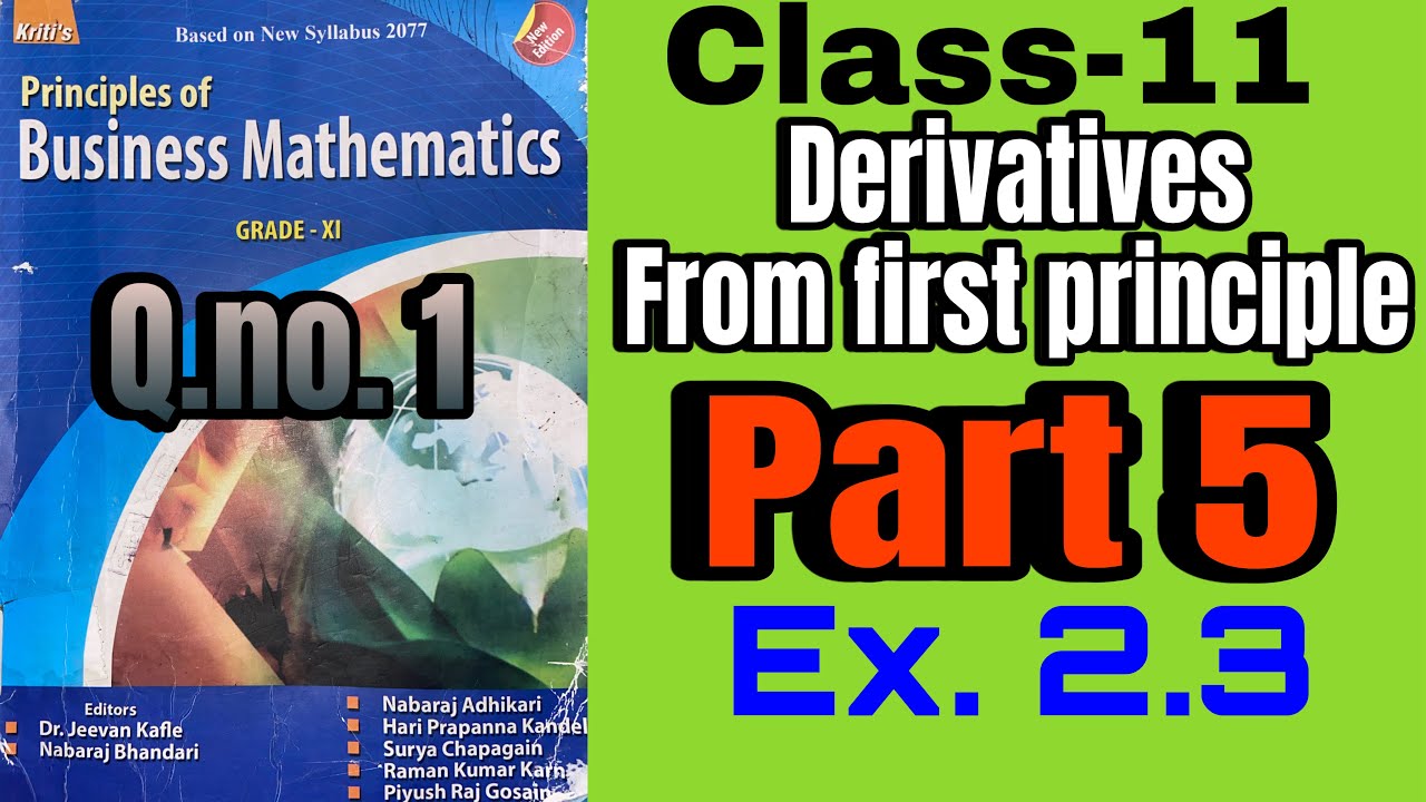 Business math or Basic math || CLASS 11 || Derivative from first ...