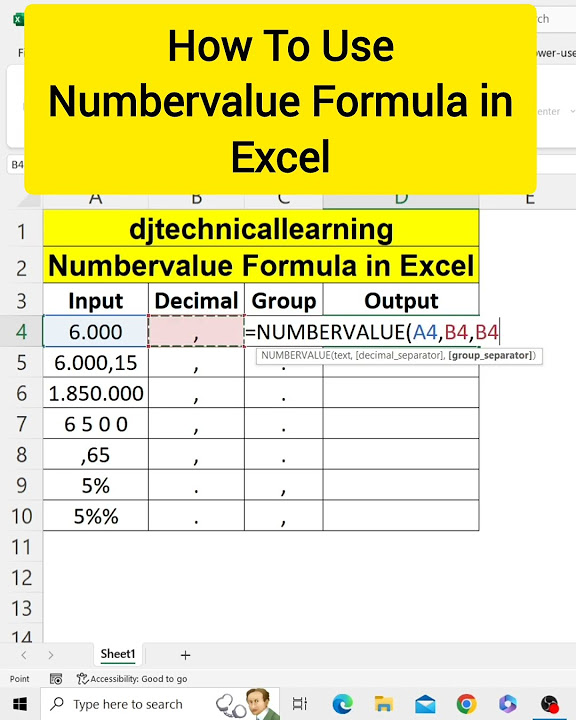 How to Use Numbervalue Formula in Excel | Numbervalue Function | #numbervalue #number #excel # ...