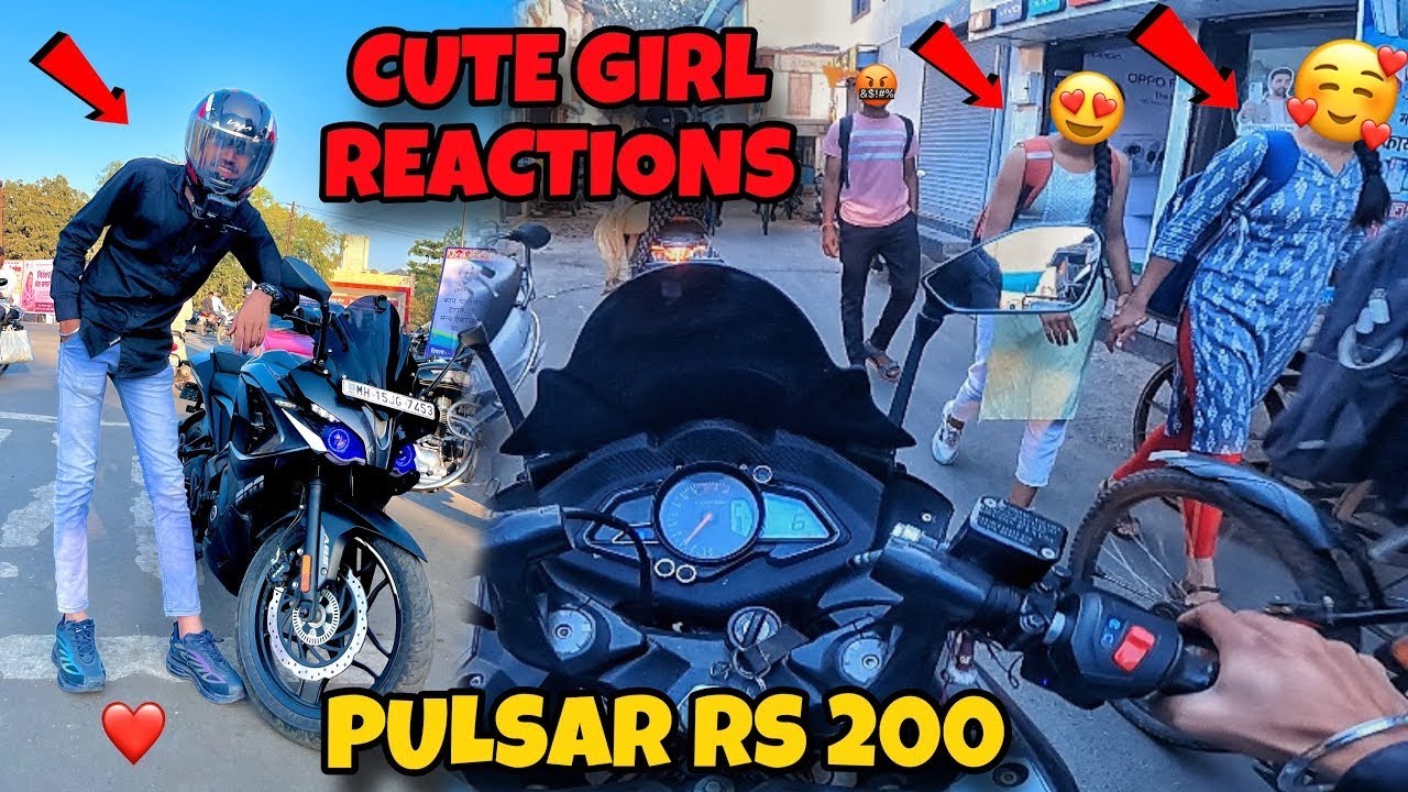 Cute Girl Reactions 😍 Pulsar Rs 200 ️youtube Youtuber Viral Viralvideo Reaction Motovlog