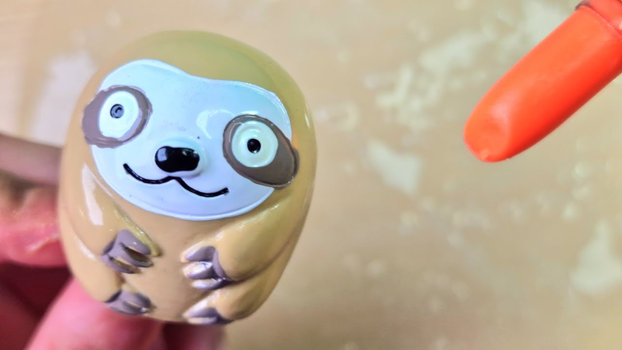 Destroying makeup eyeshadow lipstick in slime sloth animal slime. - YouTube