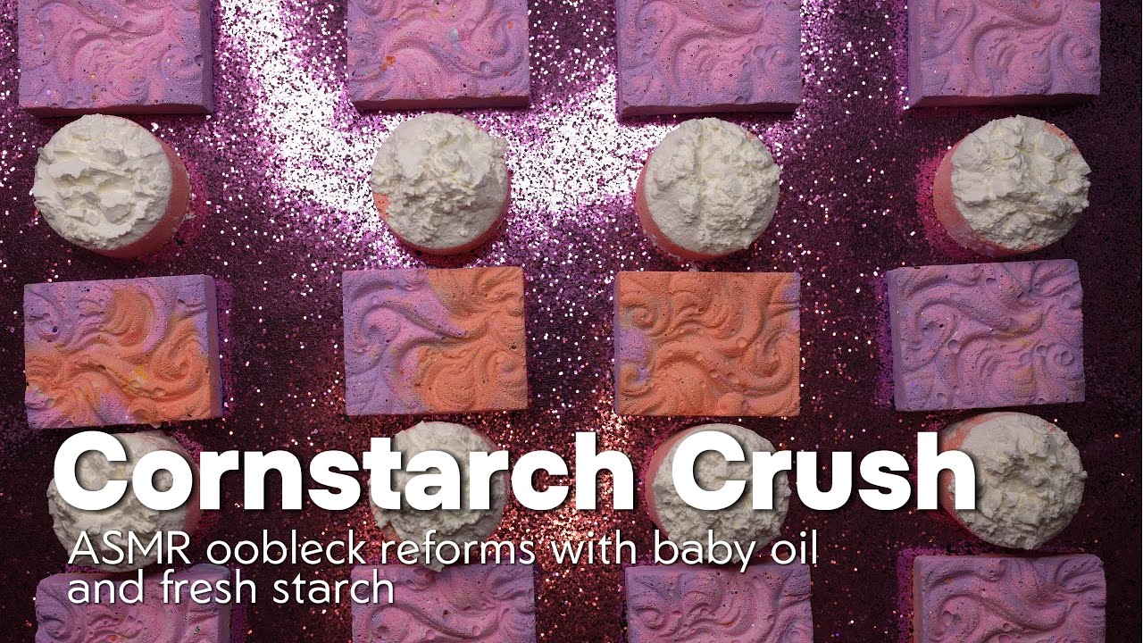 ASMR Cornstarch Confetti Crunchies Crush with Fresh Starch and Baby Oil ...