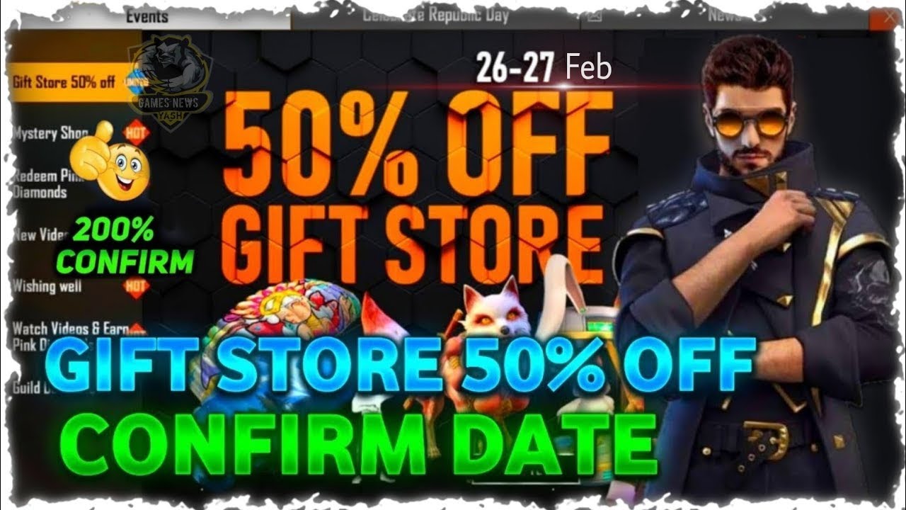 Free Fire upcoming mass updates and new events gift 50%off store full ...