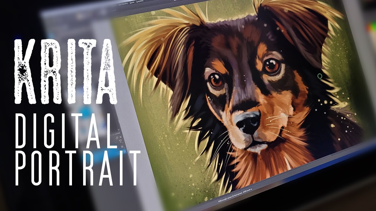 Digital portrait of dog - Speedpaint (KRITA) - YouTube