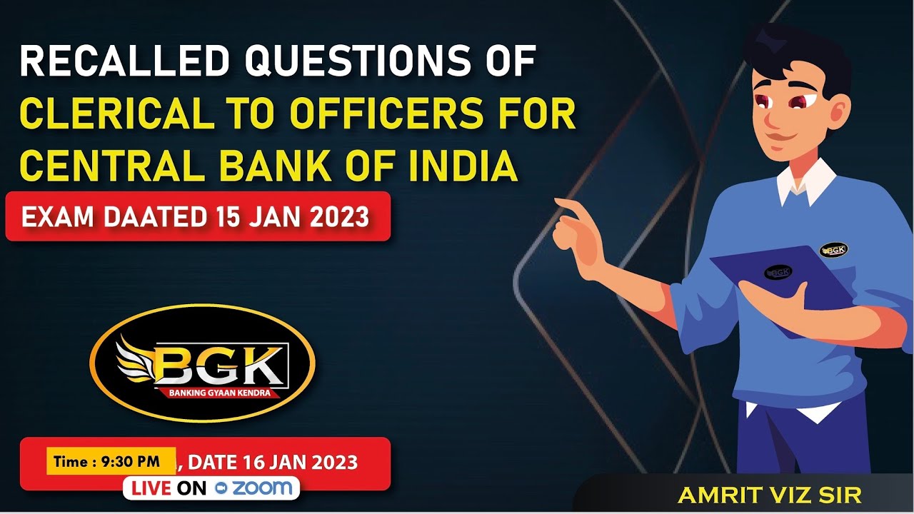 Recalled Questions Clerical to officers Exam CBI Exam dated 15.01.2023 ...