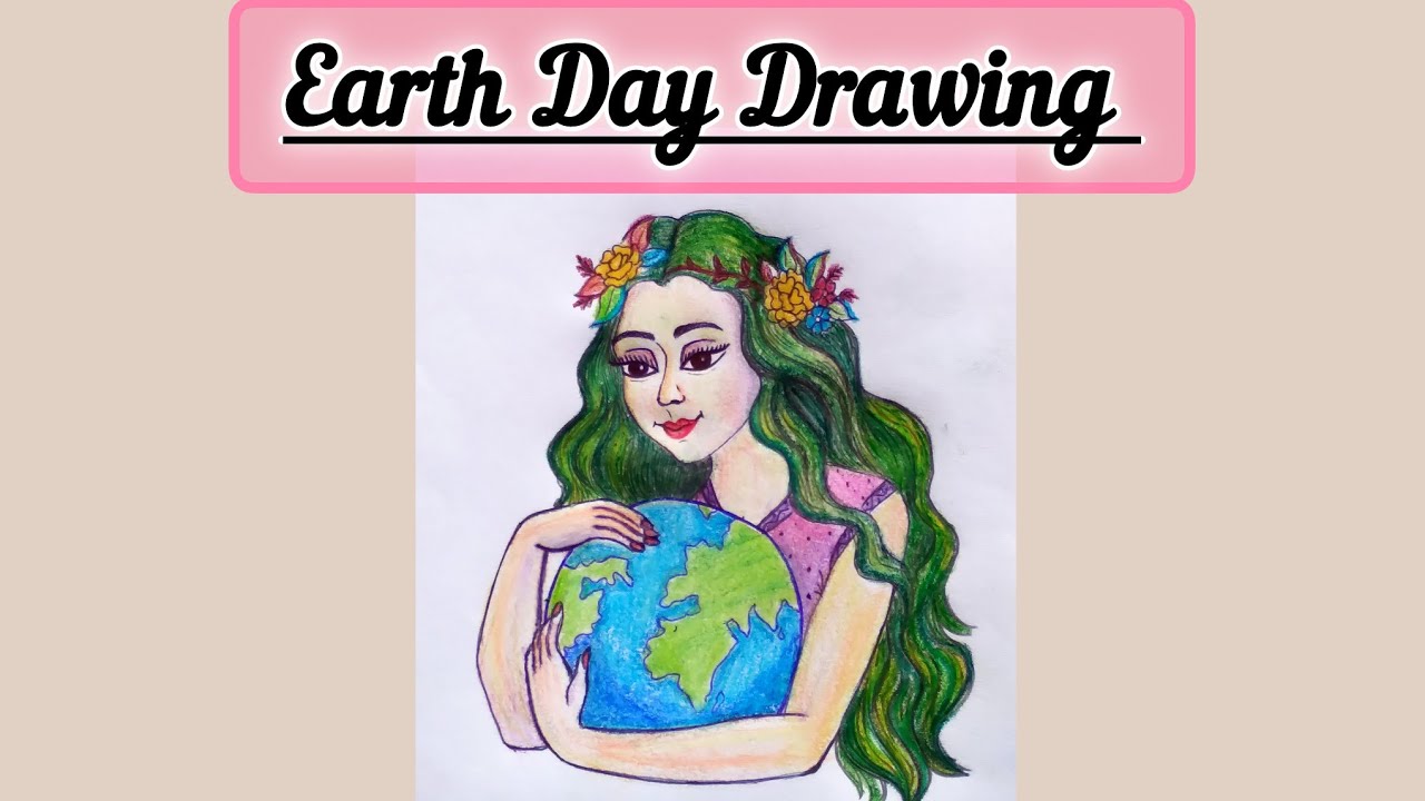 Earth Day Drawing 🌍 | Nature (God) holding Earth on her Hand|Drawing ...